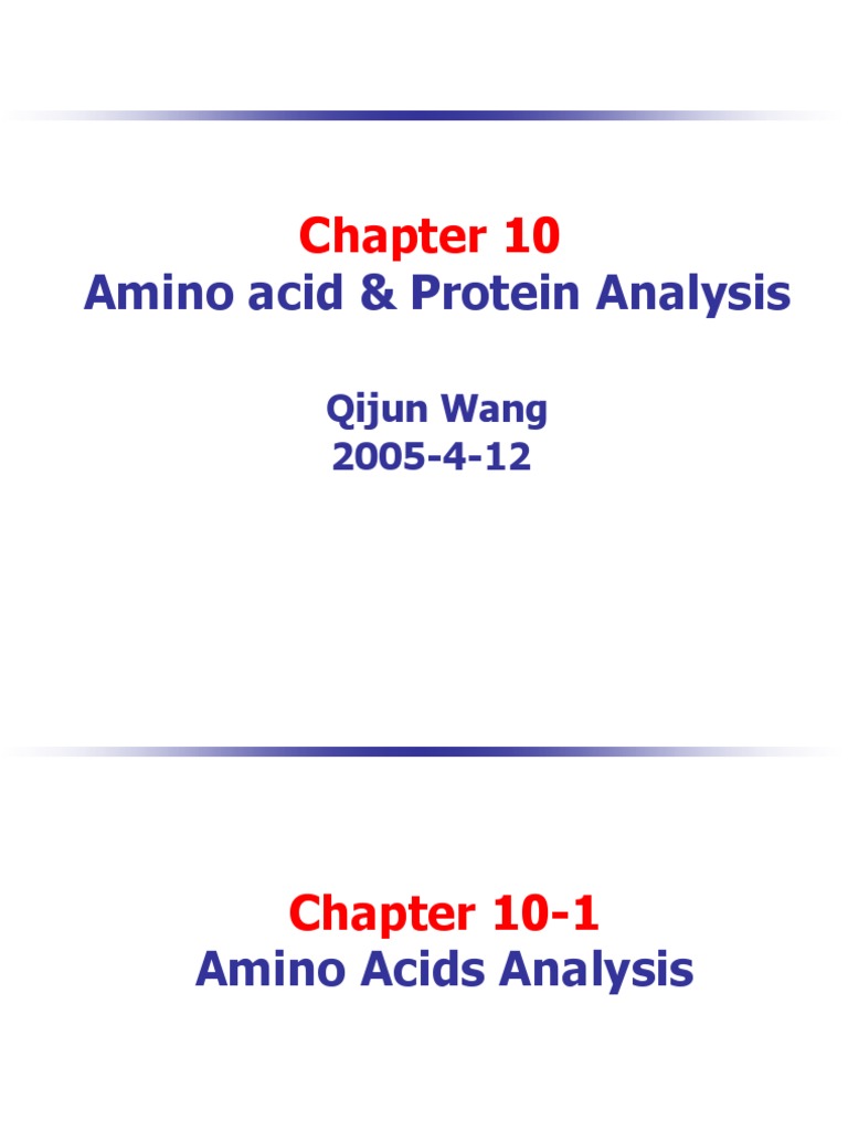 Amino Acids & Protein Analysis Guide | PDF | Chemical Compounds ...