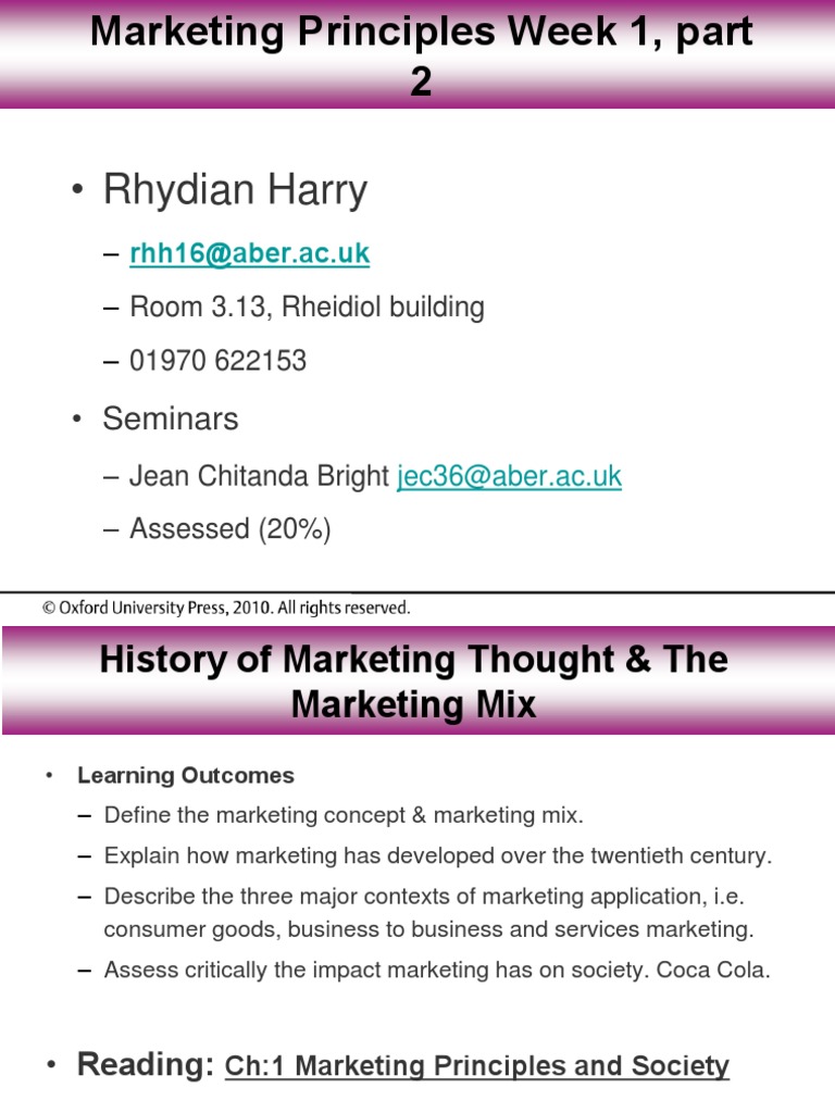 Week 1 Part 2 History of Marketing & Marketing Mix For Blackboard | PDF ...