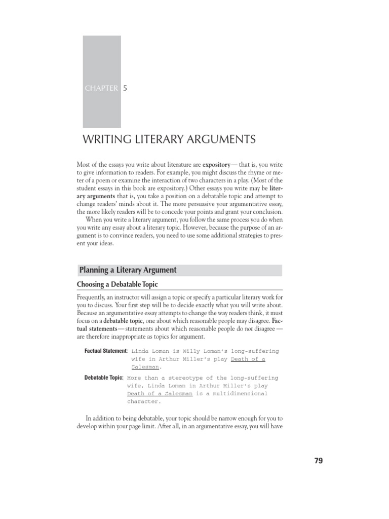 Writing Literary Arguments | PDF | Essays | Argument