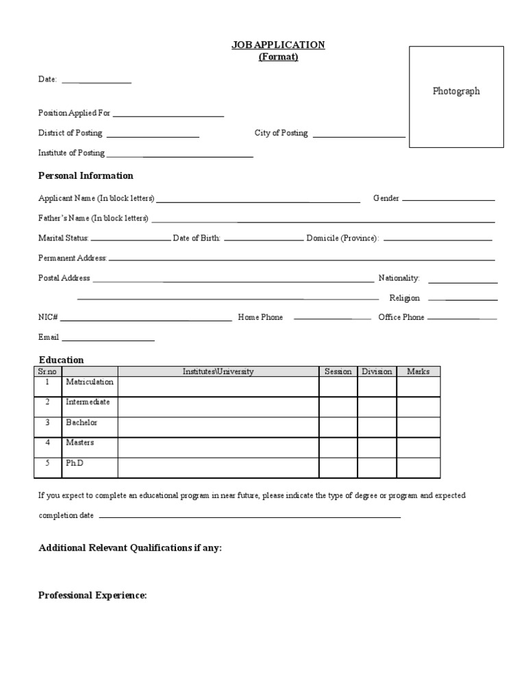Job Application Form | PDF