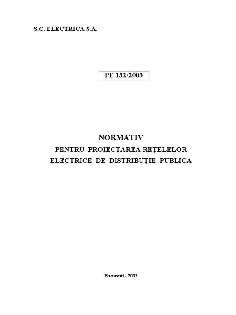 Normativ Proiectare Retele Electrice | PDF