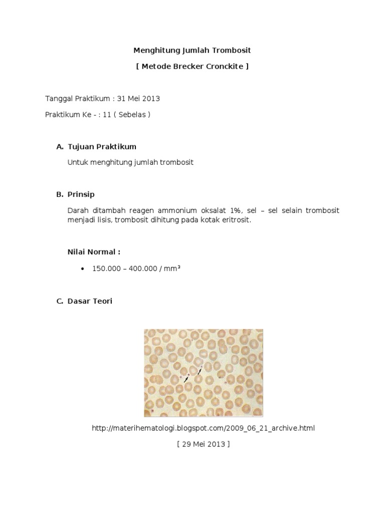 Menghitung Jumlah Trombosit | PDF
