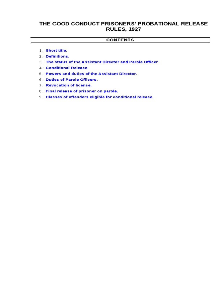 Good Conduct Prisoners' Release Rules | PDF | Business