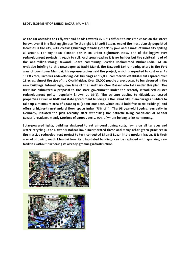 Bhendi Bazaar Redevelopment Overview | PDF | Apartment | Waste