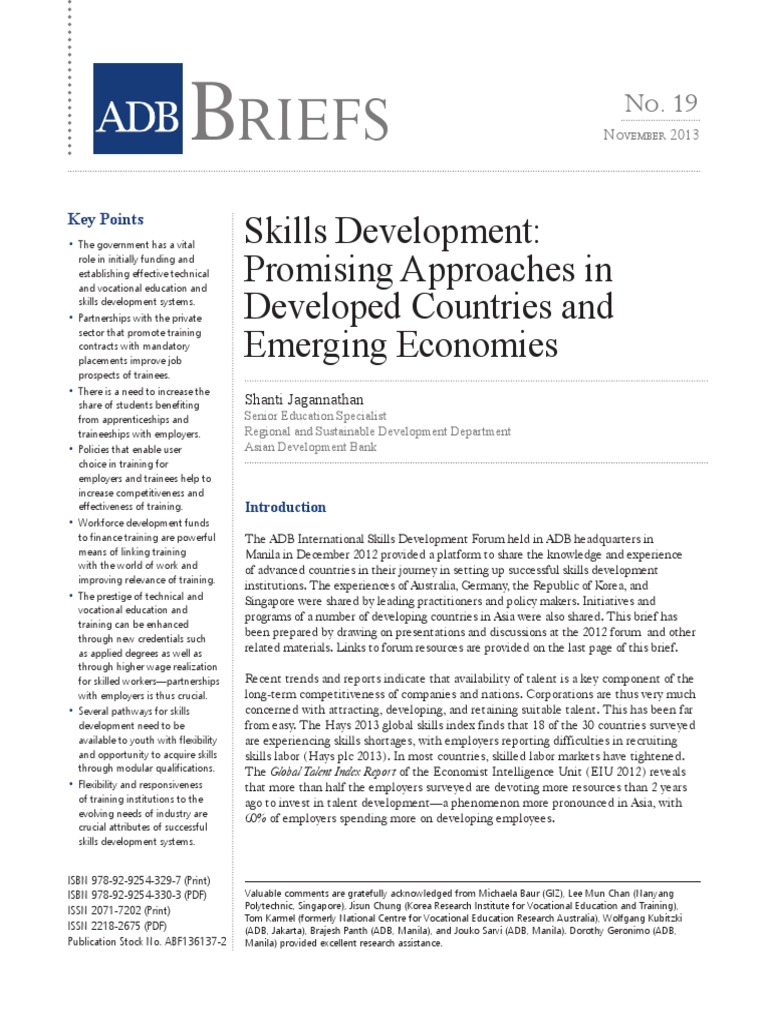 Skills Development: Promising Approaches in Developed Countries and ...