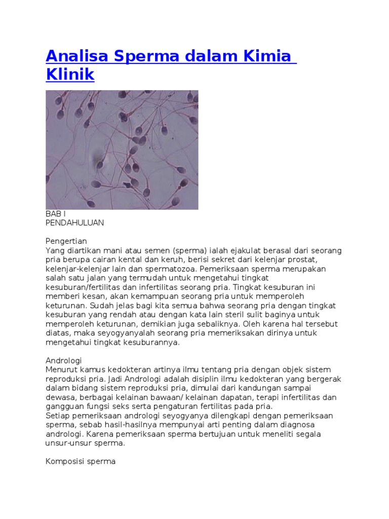 Analisa Sperma Dalam Kimia Klinik 2003 | PDF