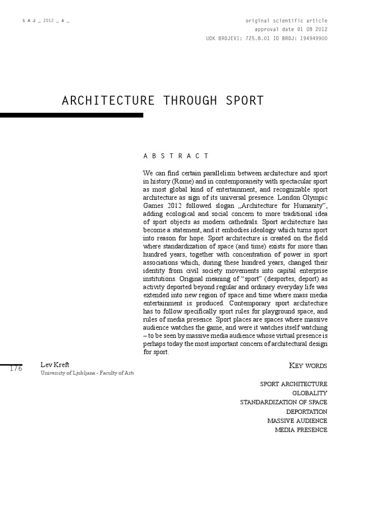 Architecture Trough Sport | PDF | Sports | Social Stratification