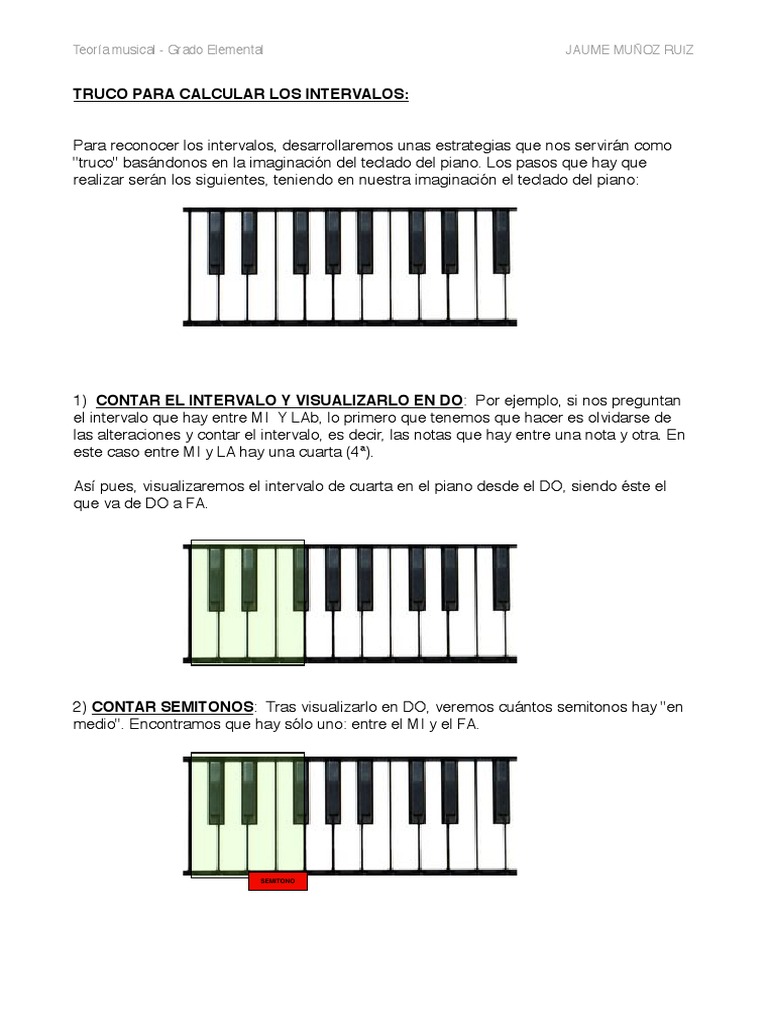 Calcular Intervalos Musicales en Piano | PDF | Intervalo (música ...