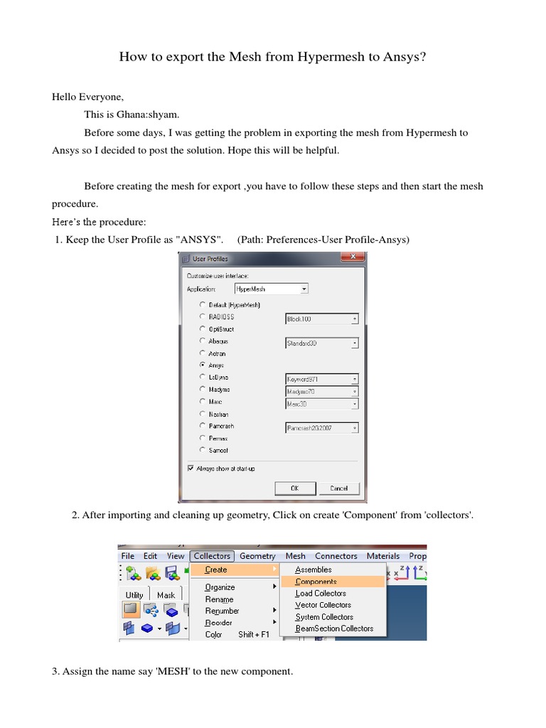 How To Export The Mesh From Hypermesh To Ansys | PDF