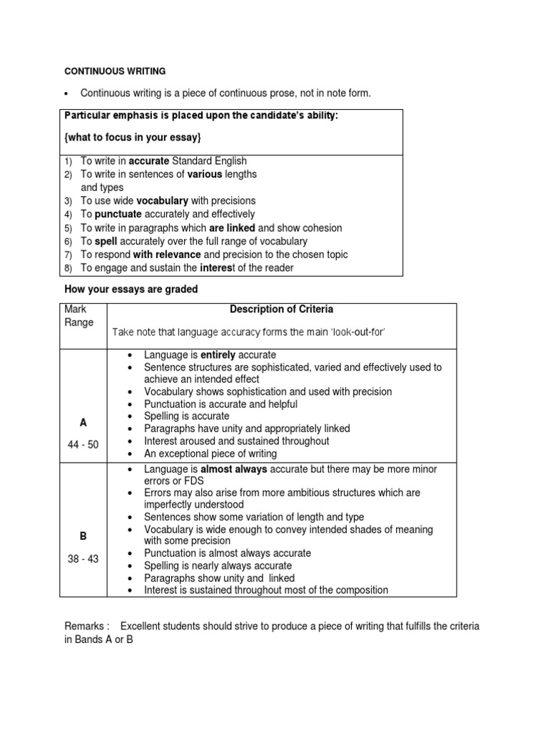 Continuous Writing | PDF | Vocabulary | Accuracy And Precision