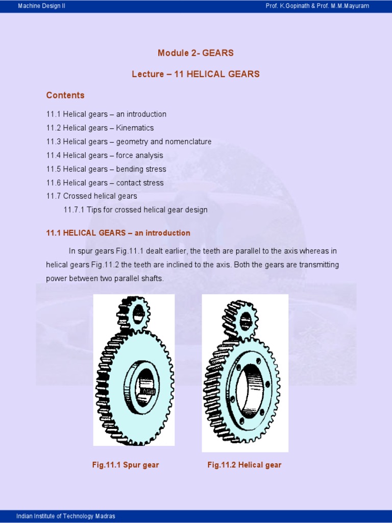 Helical Gears: Design and Analysis | PDF
