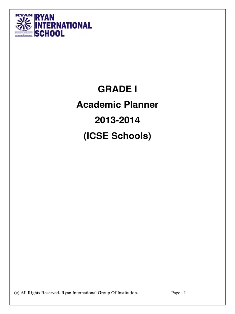 Grade I Academic Planner 2013-14 | PDF | Fruit | Teaching Mathematics
