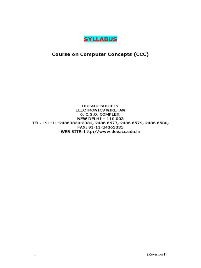 Syllabus: Course On Computer Concepts (CCC) | PDF | Email | Operating ...