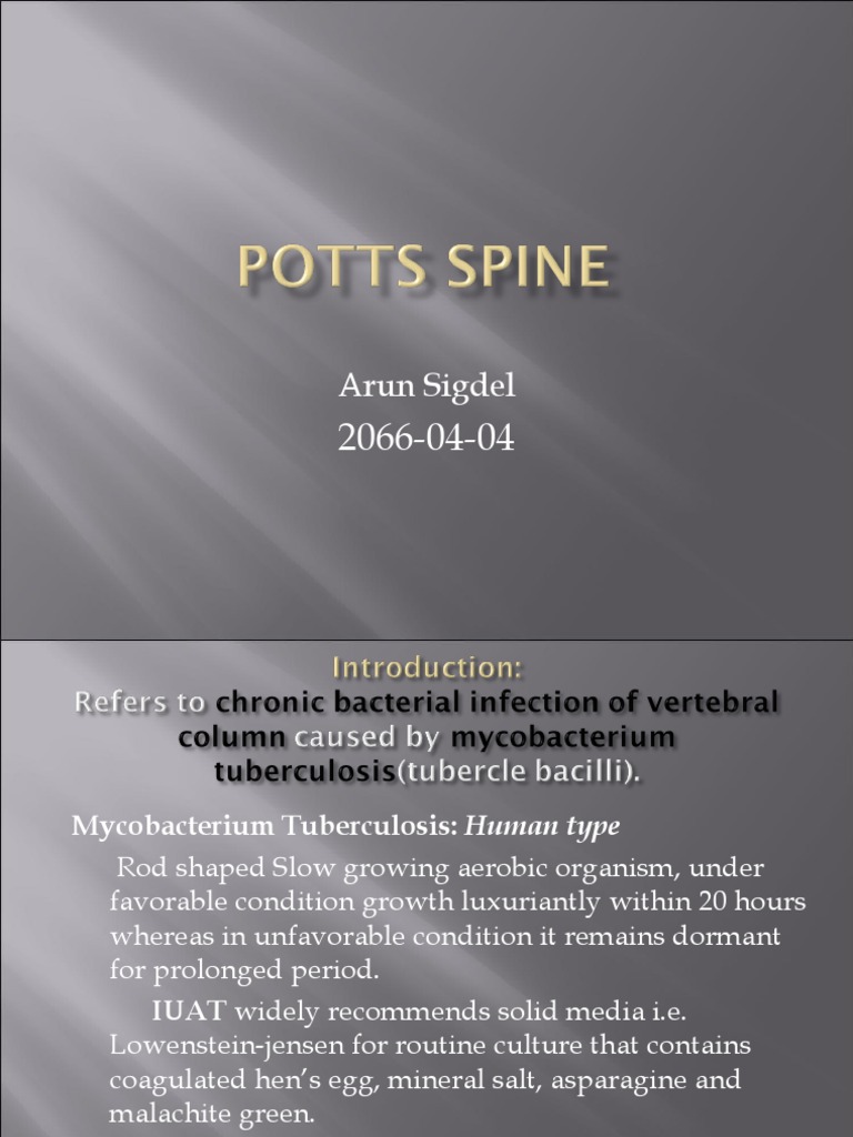 Pott's Spine | PDF | Vertebral Column | Tuberculosis