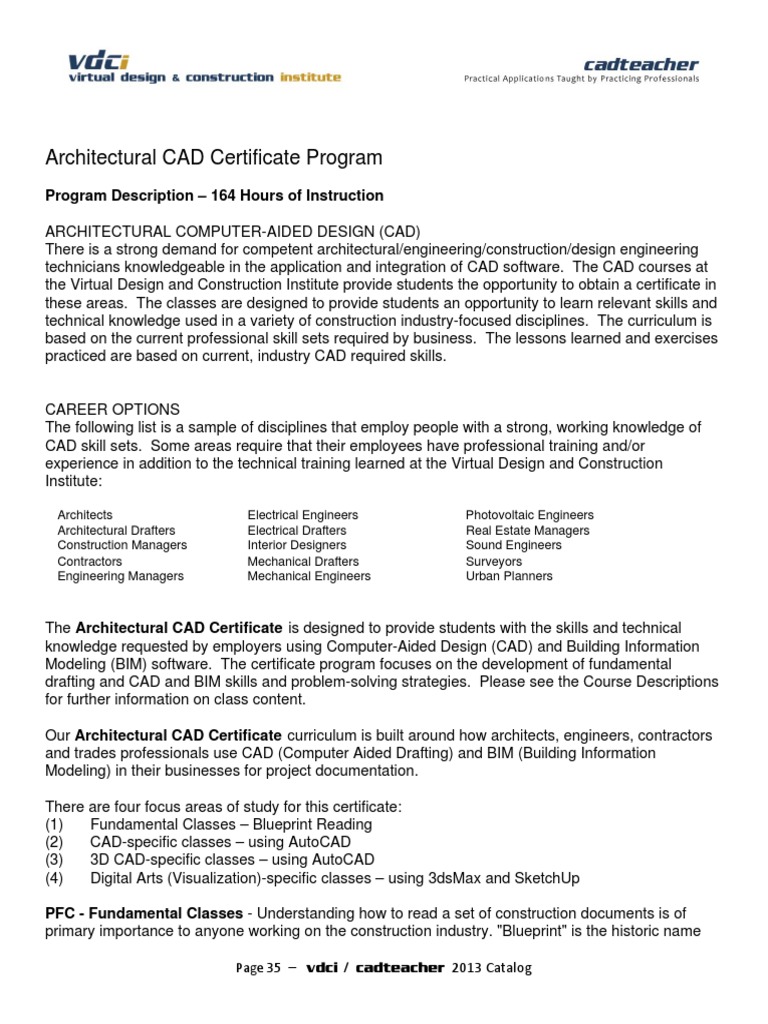 VDCI Arch CAD Certificate | PDF | Building Information Modeling ...
