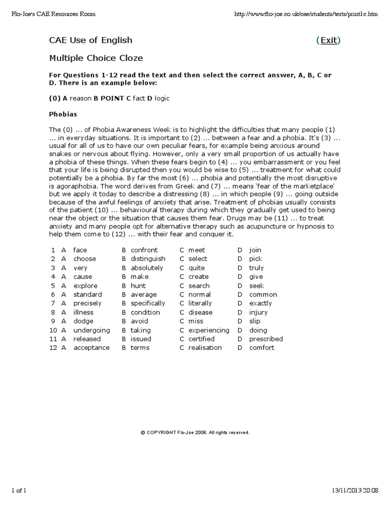 CAE Use of English Pt1 | PDF | Self-Improvement | Wellness