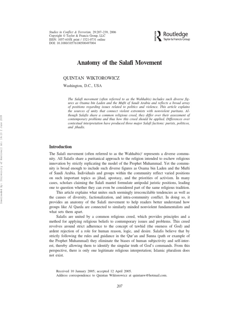WIKTOROWICZ 2006 Anatomy of The Salafi Movement | PDF | Salafi Movement ...