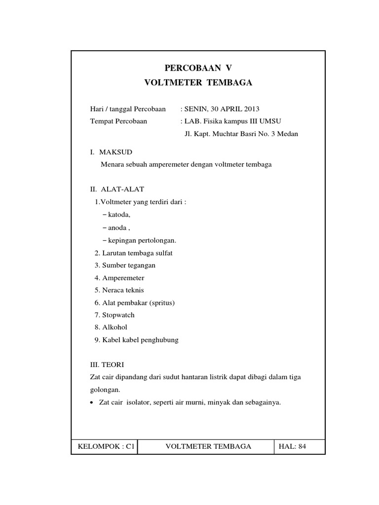 Voltmeter Tembaga | PDF | Sains & Matematika