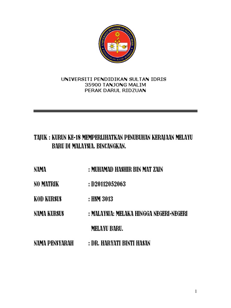 Penubuhan Kerajaan Melayu Baru Di Malaysia (Final) | PDF