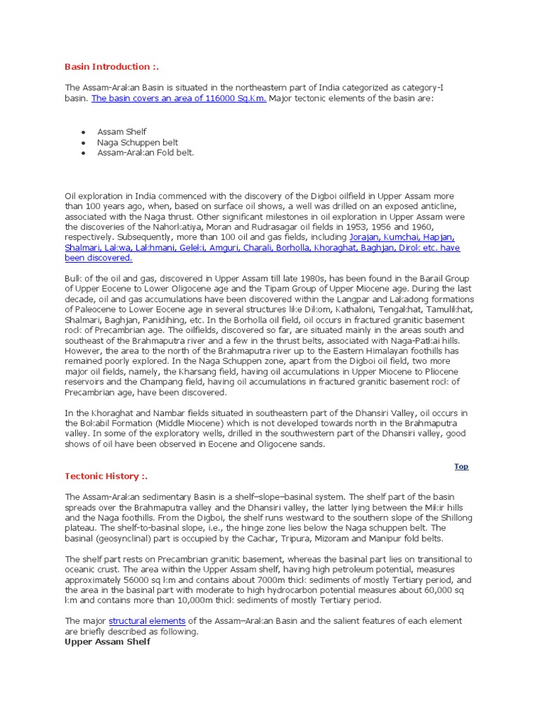 Assam Basin Introduction | PDF | Sedimentary Basin | Petroleum Reservoir