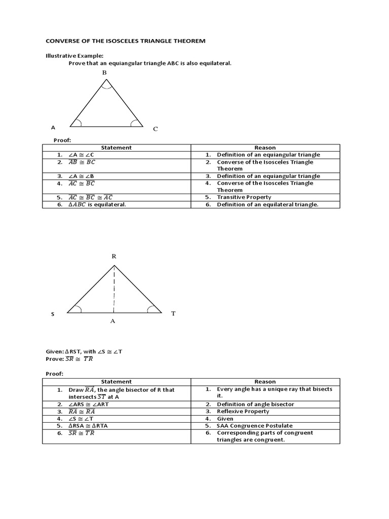 Converse of The Isosceles Triangle Theorem | PDF | Triangle | Theorem