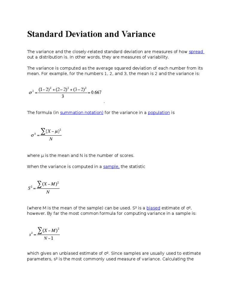 Standard Deviation and Variance | PDF | Standard Deviation | Variance