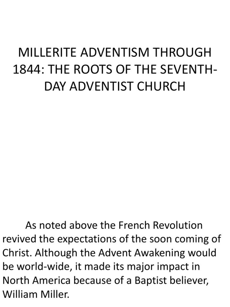 Millerite Adventism Through 1844 | PDF | Seventh Day Adventist Church ...