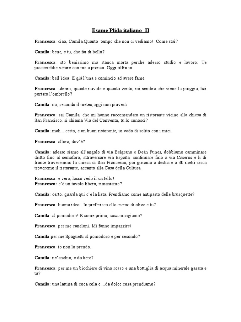 Esame Plida Italiano II 21 11 2013 | PDF