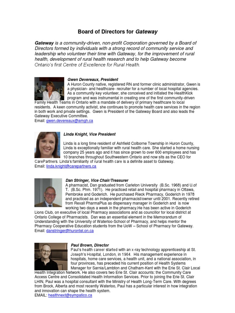 Board of Directors Bios | PDF | Pharmacy | Pharmacist