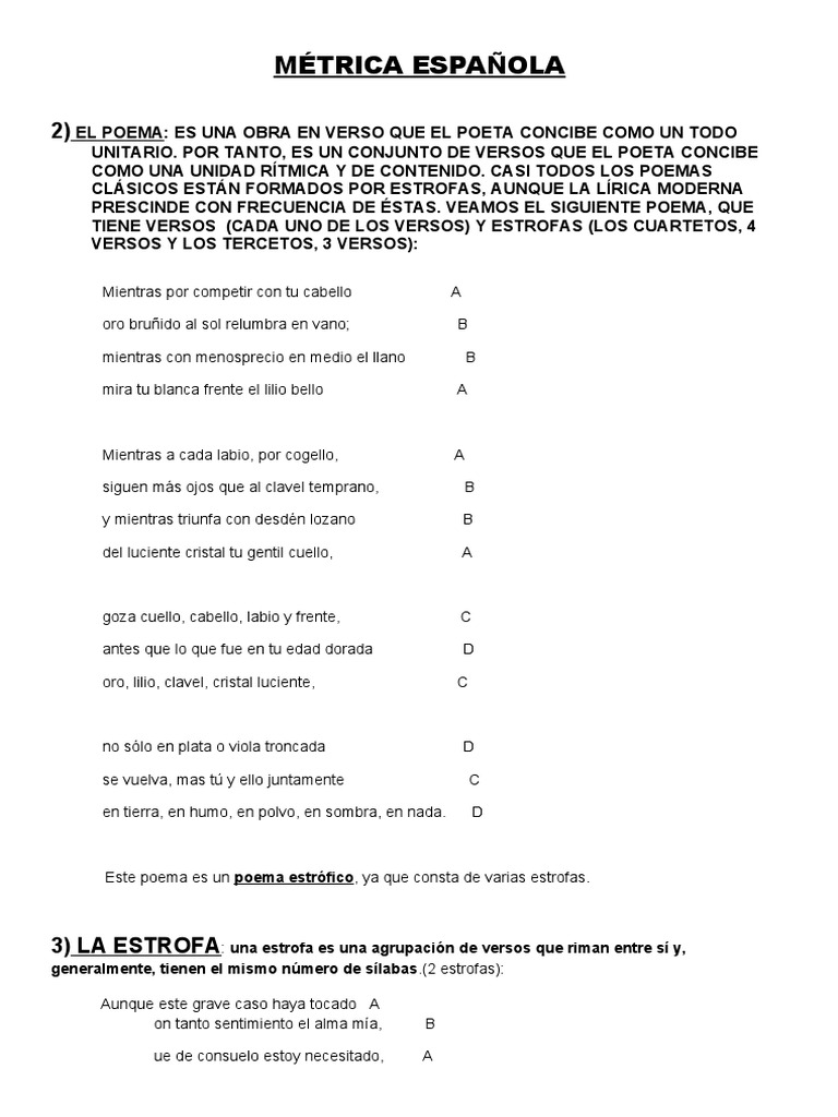 Métrica Española | PDF | Rima | Metro (poesía)
