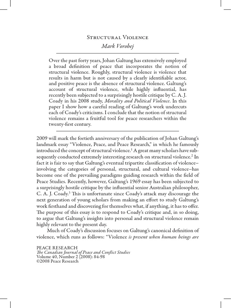 Structural Violence | PDF | Peace | Violence