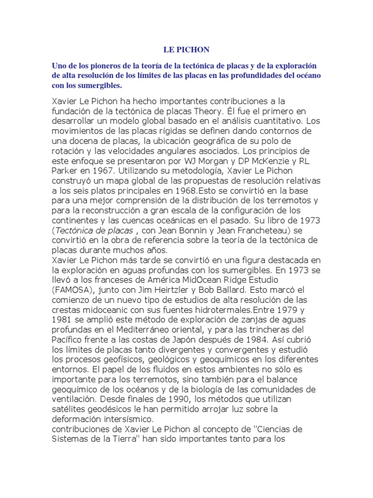 Le Pichon | PDF | Placas tectónicas | Geología