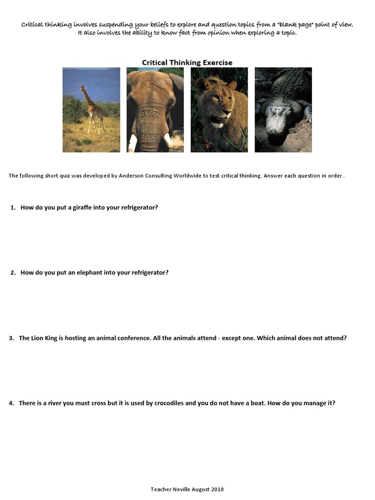 Critical Thinking Quiz and Exercises | PDF | Language Arts & Discipline