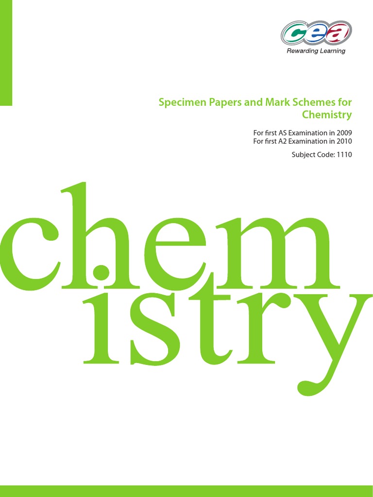 Specimen Papers and Mark Schemes For Chemistry With Solution | PDF ...