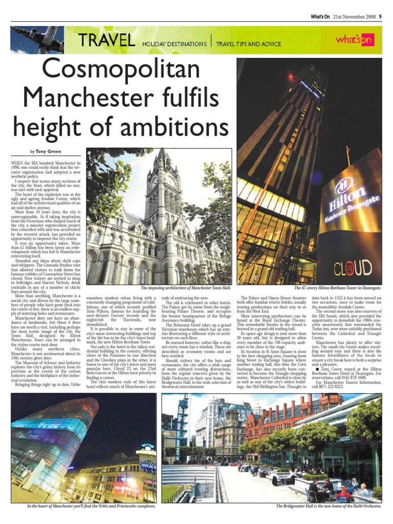Manchester | PDF | Manchester | Tourism And Leisure