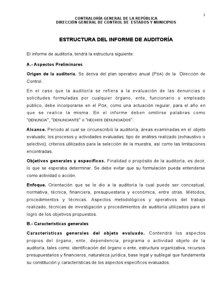 Estructura Del Resumen Ejecutivo Auditoría (CGR) | PDF | Unión Europea ...