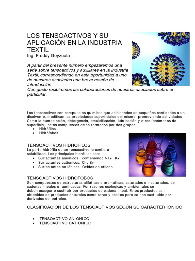 TENSOACTIVOS | PDF | Tensioactivo | Detergente