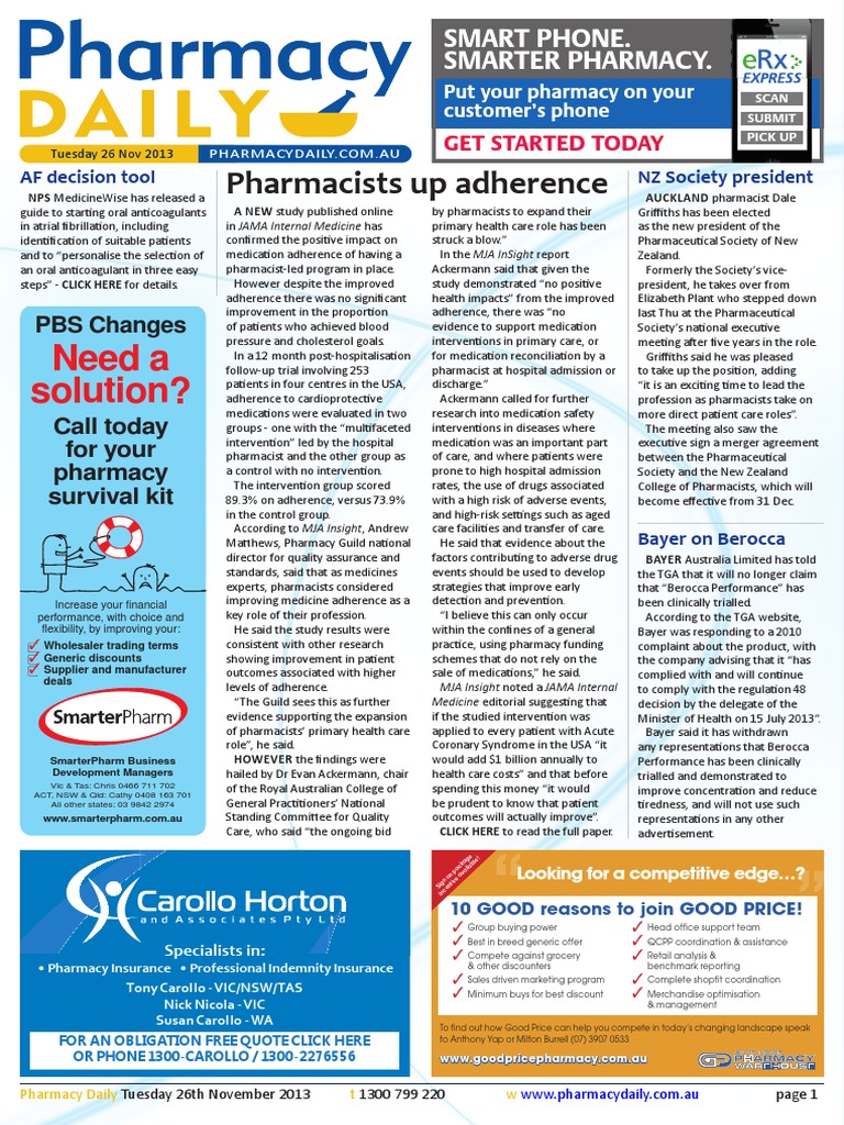 Pharmacy Daily For Tue 26 Nov 2013 - Pharmacists Increase Adherence ...