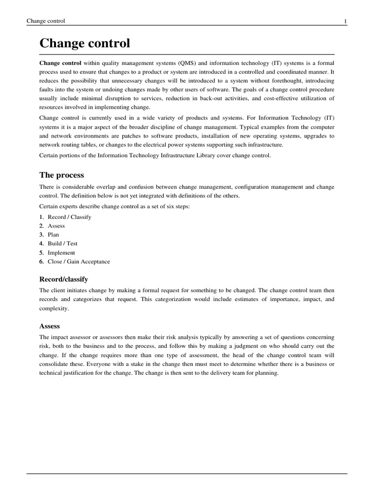Change Control | PDF | Business | Computing