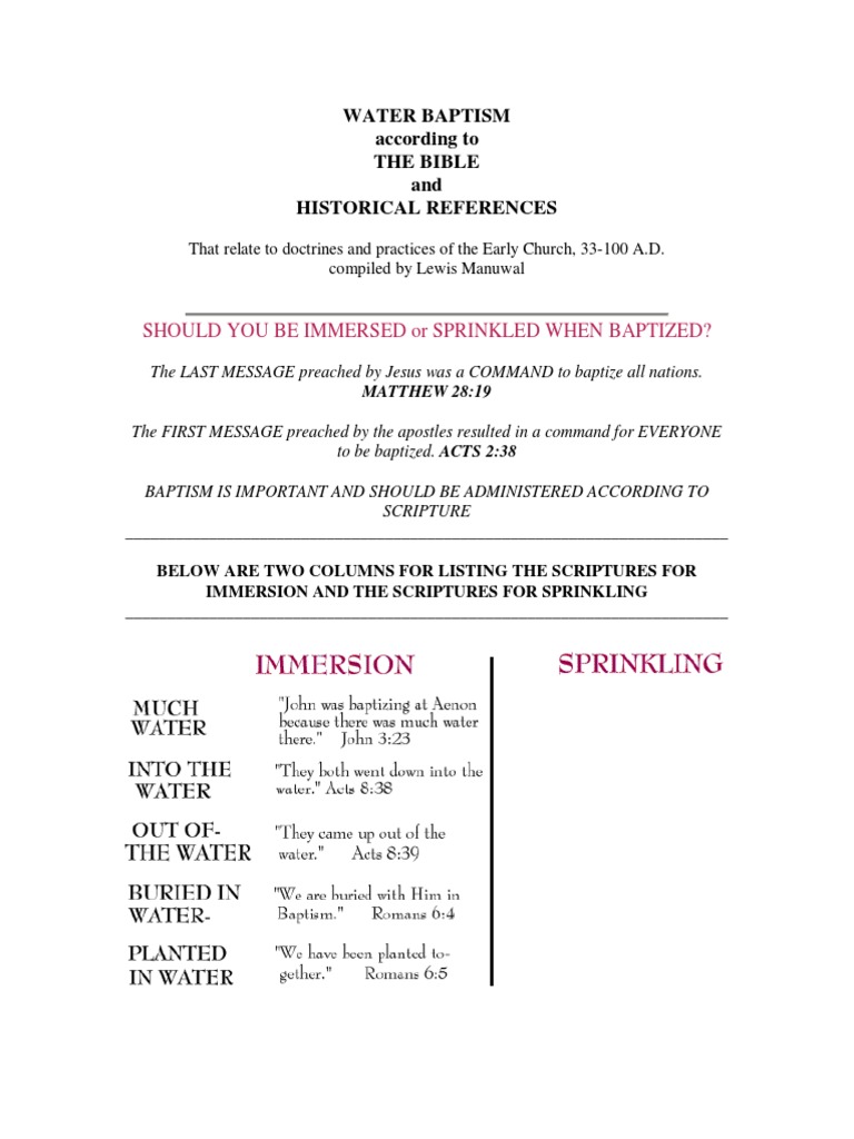 Water Baptism According To The Bible Presentation | PDF | Baptism ...