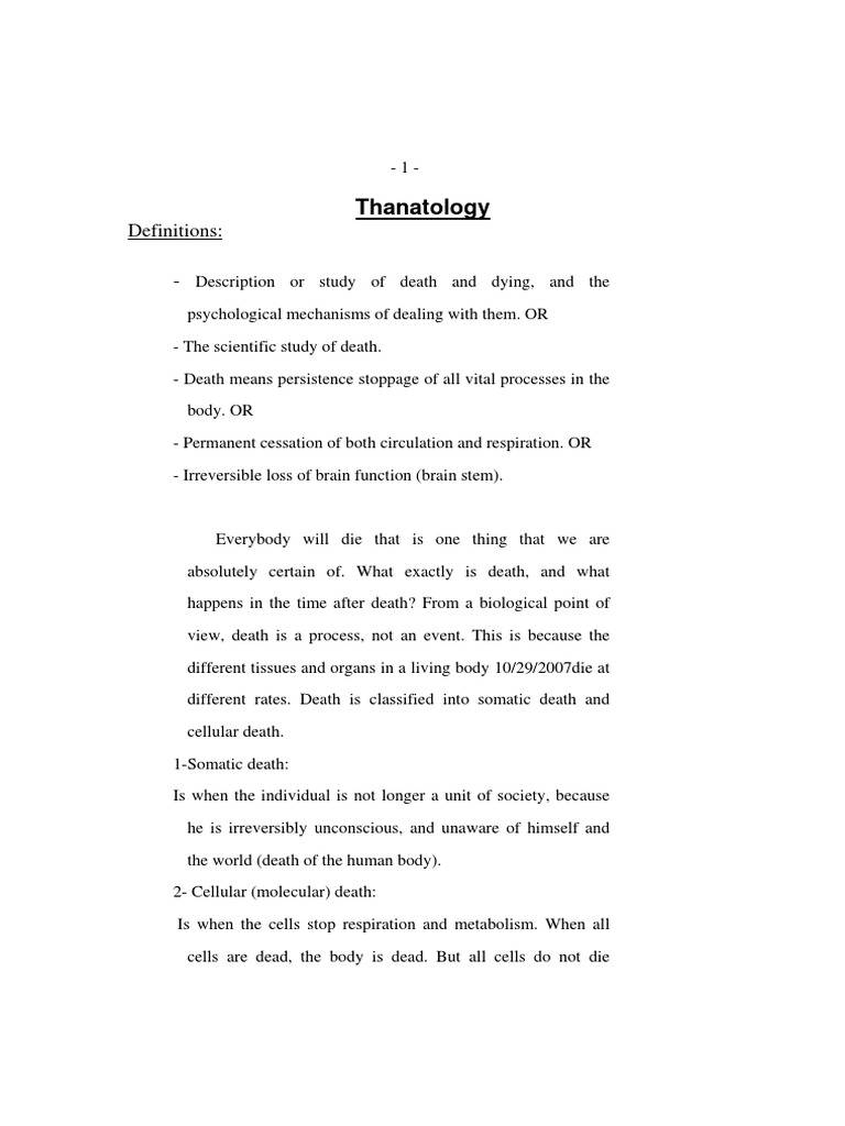 Thanatology: Definitions | PDF | Death | Muscle