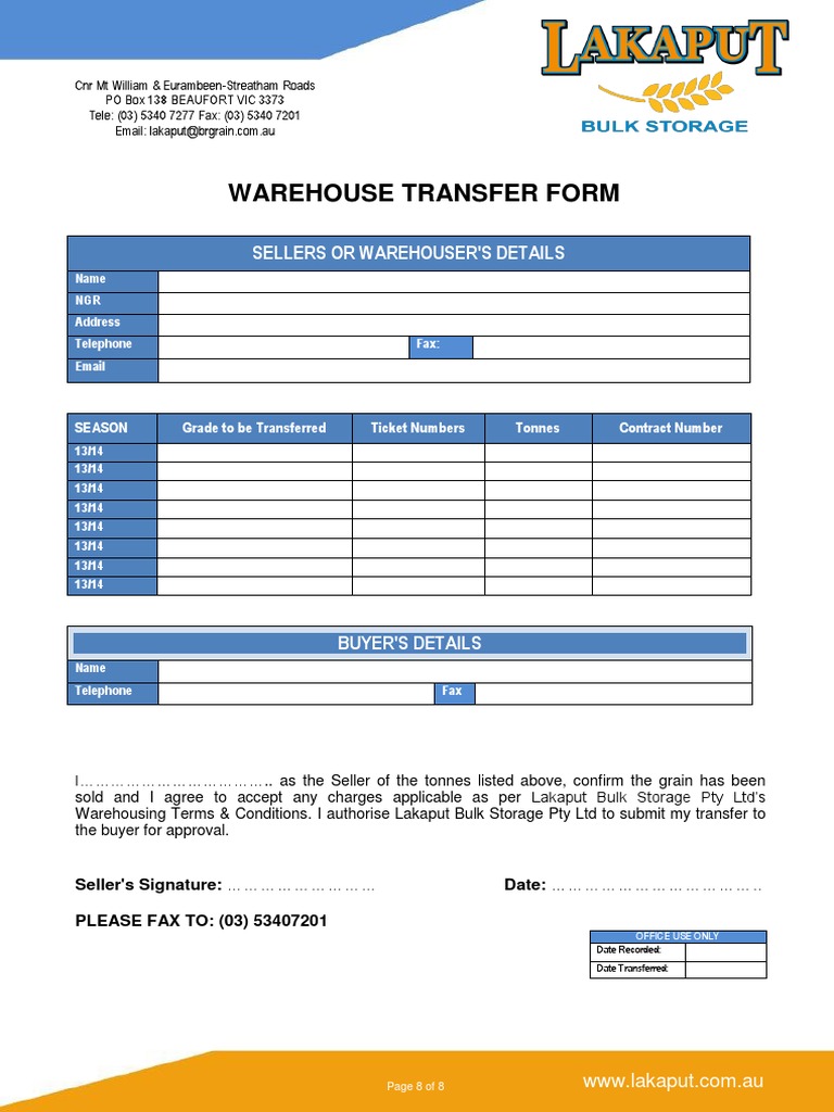 Warehouse Transfer Form | PDF