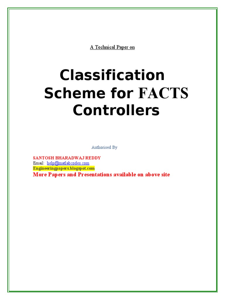 Classification Scheme For FACTS Controllers | PDF | Capacitor ...