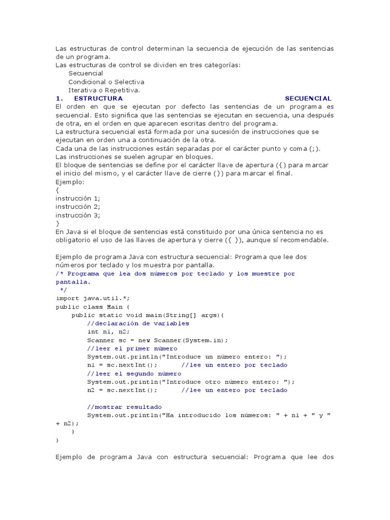 Las Estructuras de Control Determinan La Secuencia de Ejecución de Las ...