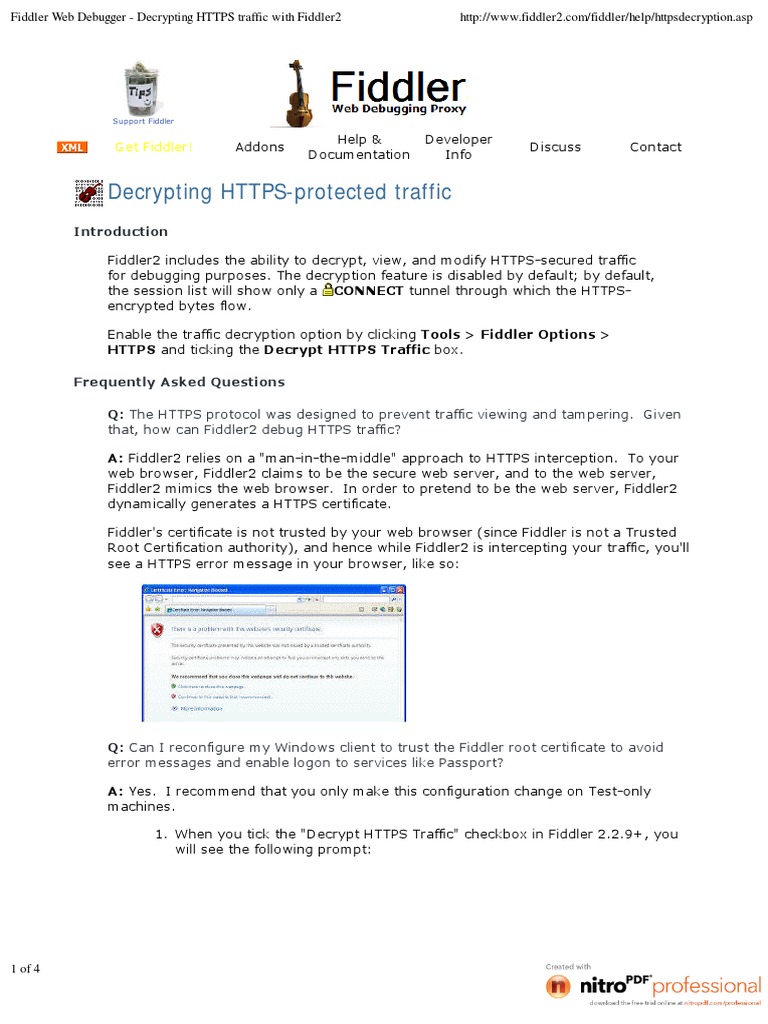 Decrypting HTTPS-protected Traffic: Get Fiddler! | Download Free PDF | Public Key Certificate ...