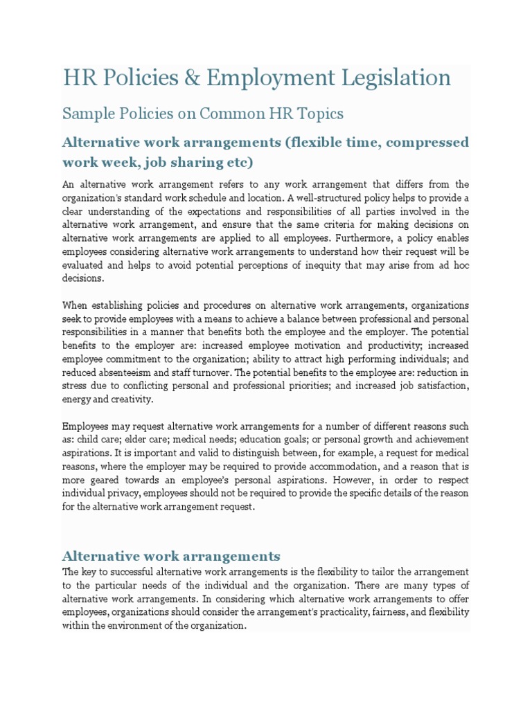 HR Policies & Employment Legislation | Download Free PDF ...