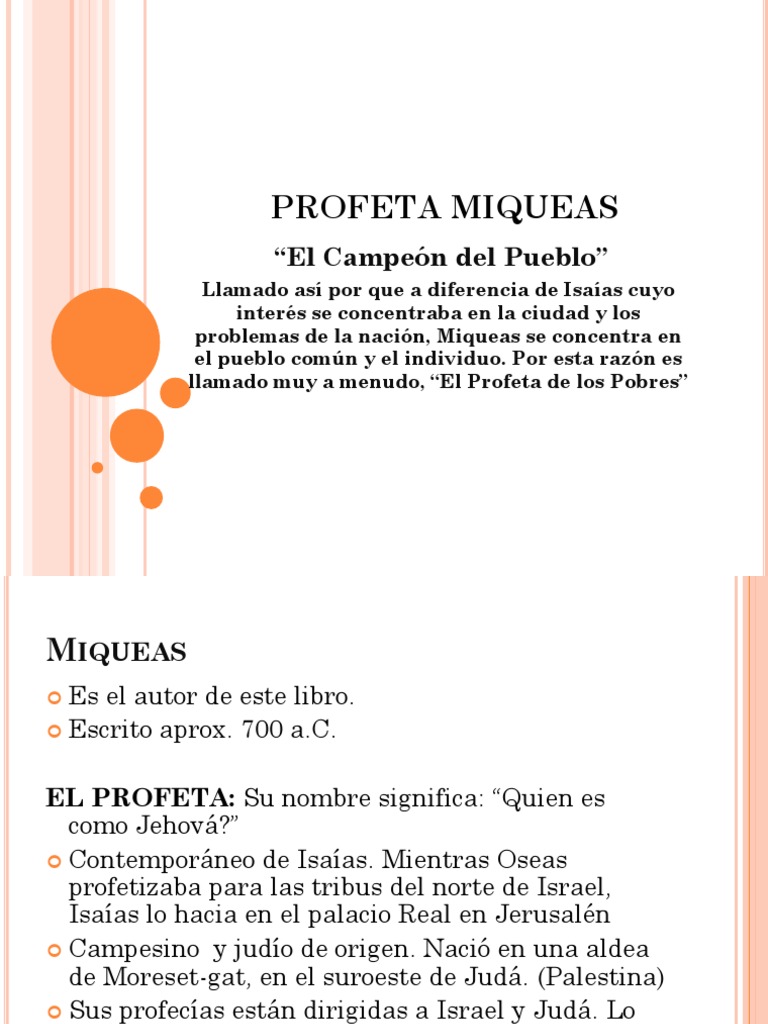 Profeta Miqueas Power Point | PDF | Isaias | Creencia religiosa y doctrina