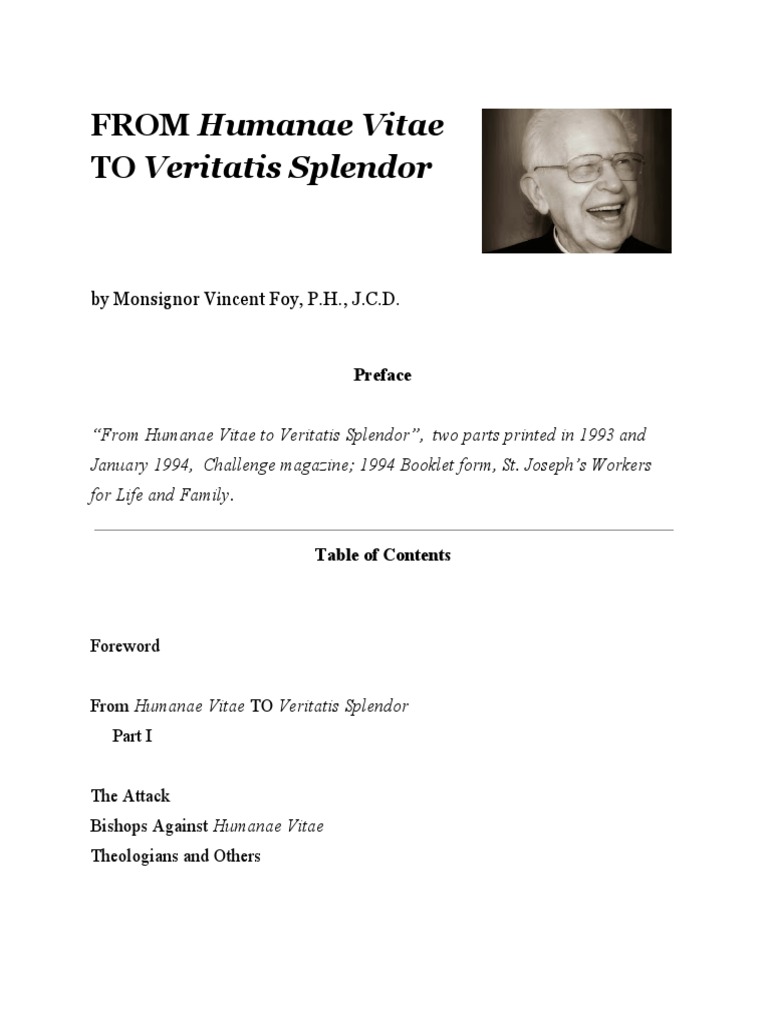 From Humanae Vitae To Veritatis Splendor | PDF | Catholic Church ...