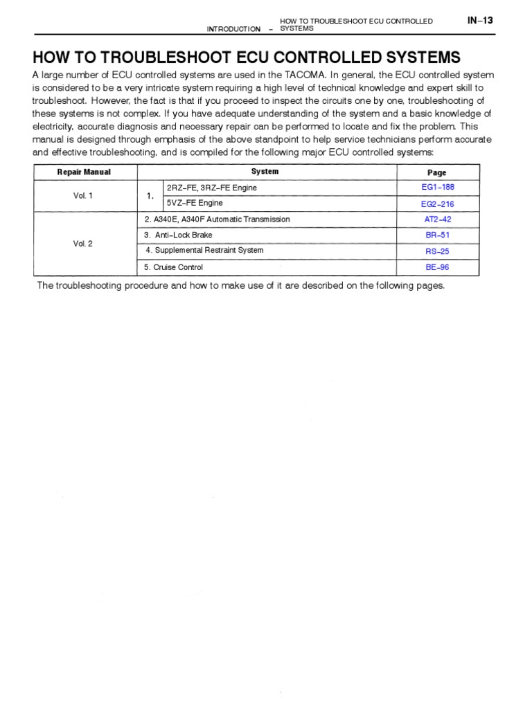 How To Troubleshoot Ecu Controlled Systems: Repair Manual System | PDF ...