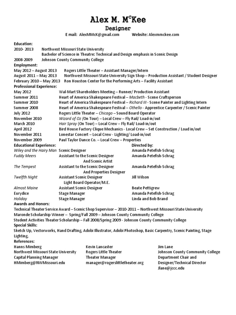 Scenic Design Resume | PDF | Theatre | William Shakespeare